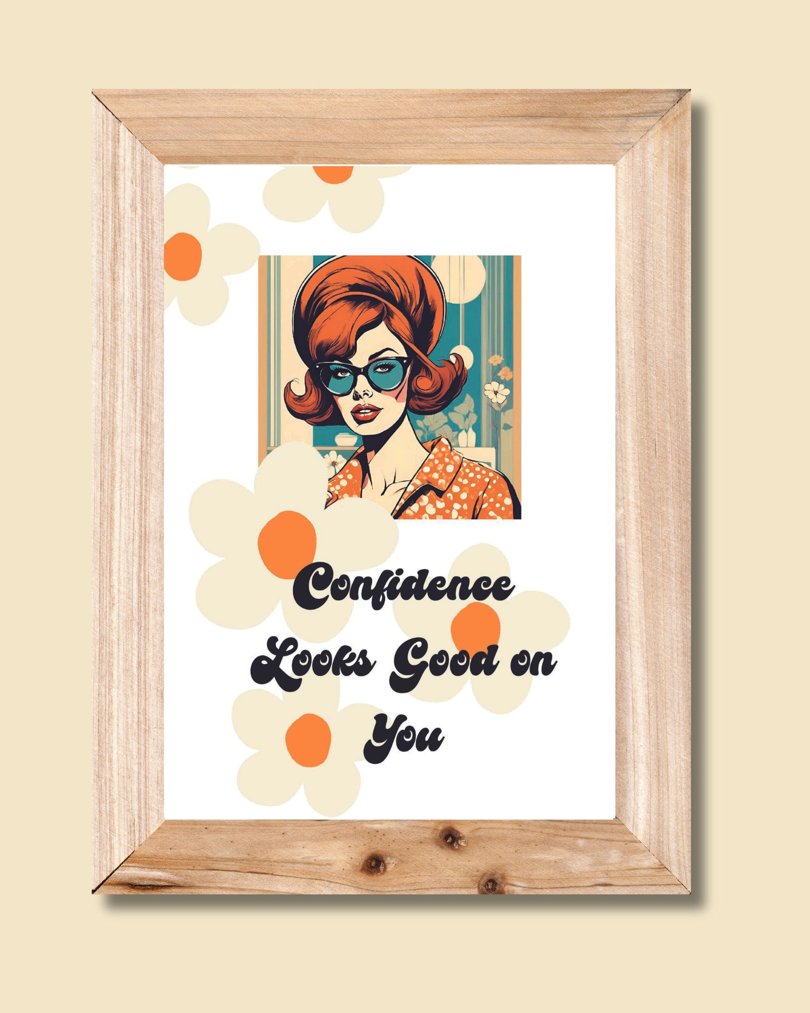 Retro Woman Printable Wall Art - Confidence Looks Good on You, Download ...