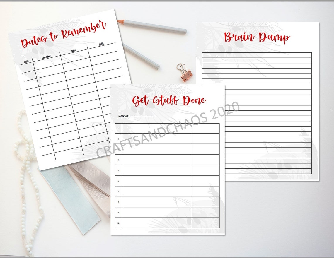 Printable Planner Pages, Weekly Planner, Monthly Planner, Menu Planner ...