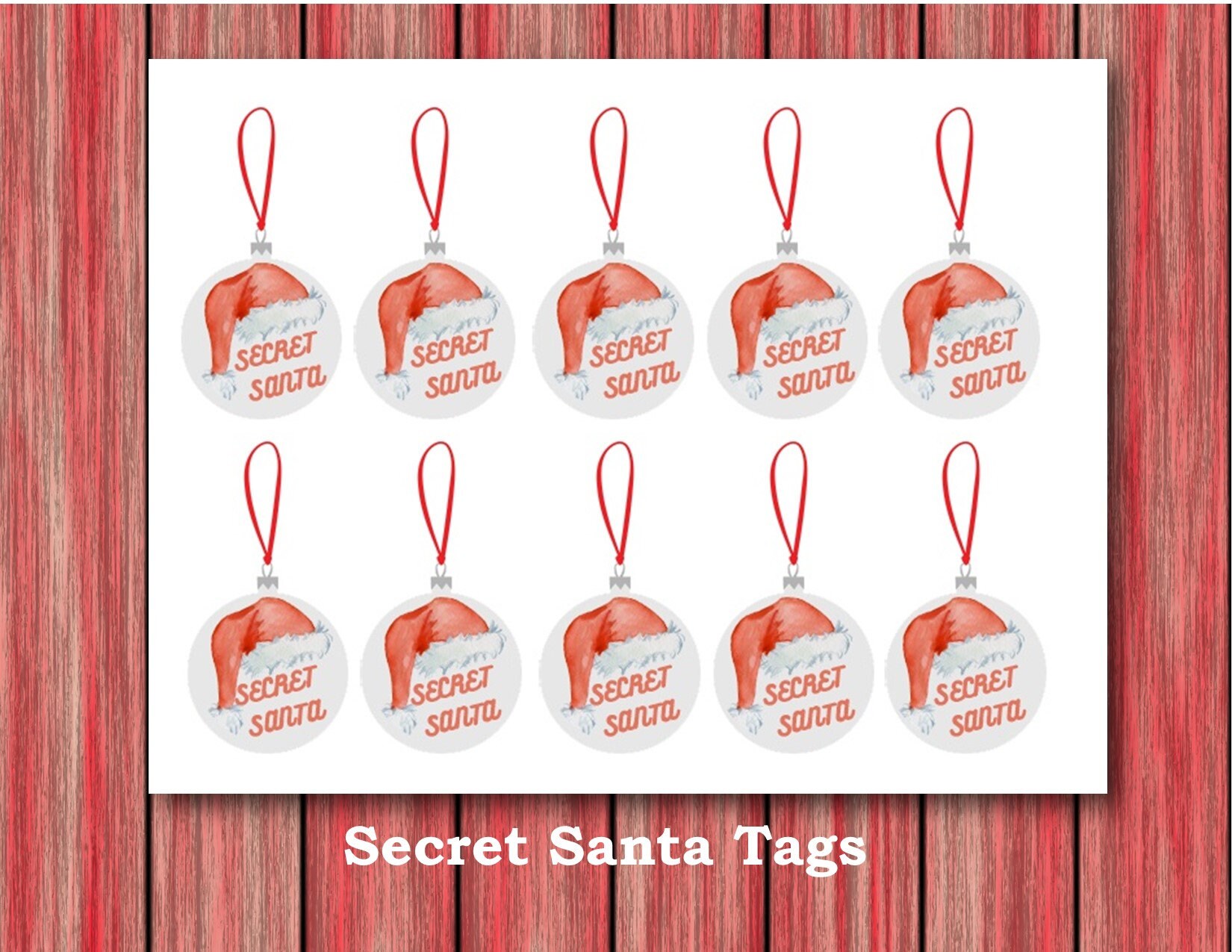 Printable Santa Hat Gift Tags, Ornament Gift Tags, Christmas Tags ...