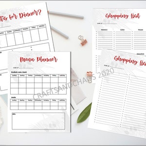 Printable Planner Pages, Weekly Planner, Monthly Planner, Menu Planner ...