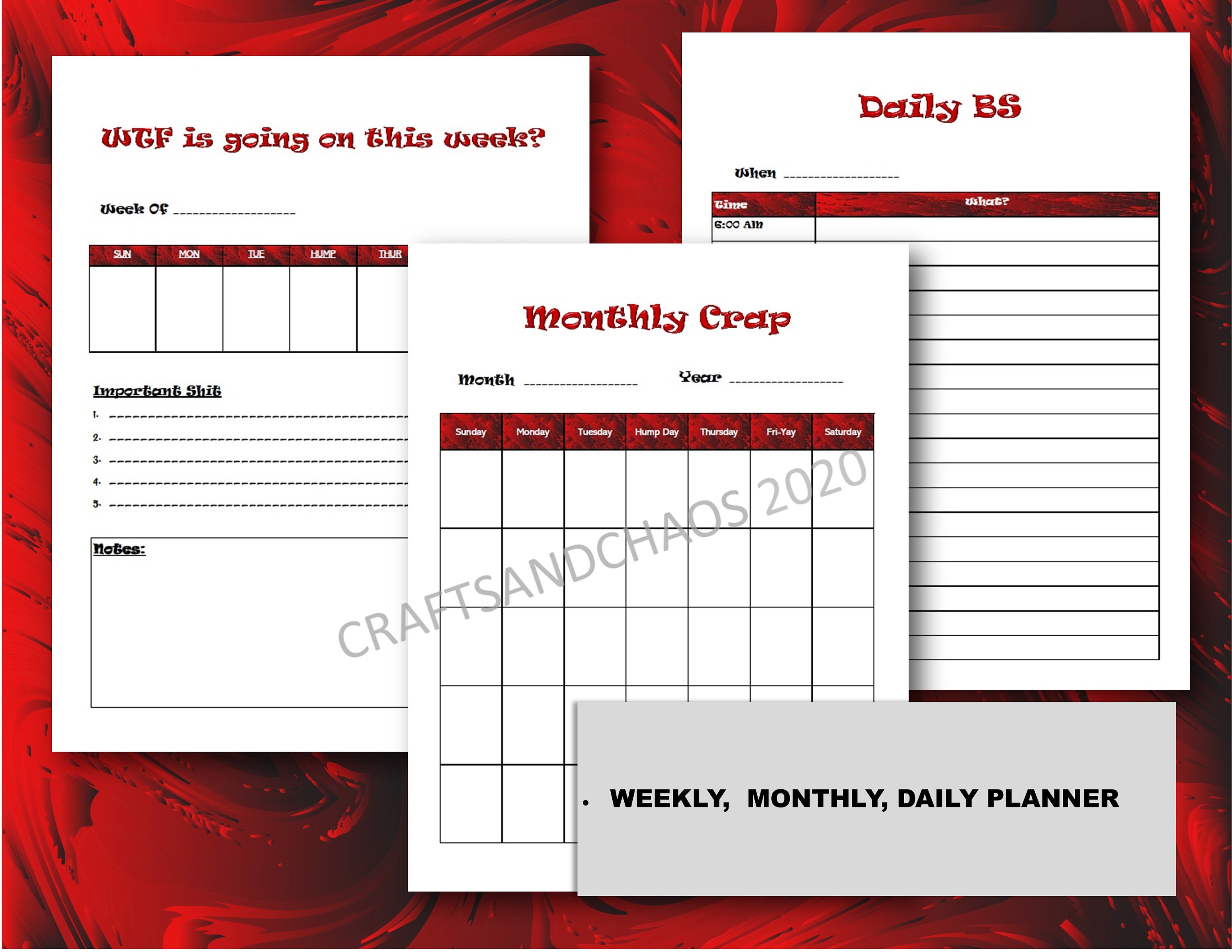 Printable Planner Pages, Funny Printables, Instant Download, Adult ...