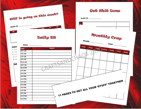 Printable Planner Pages Funny Printables Instant Download | Etsy