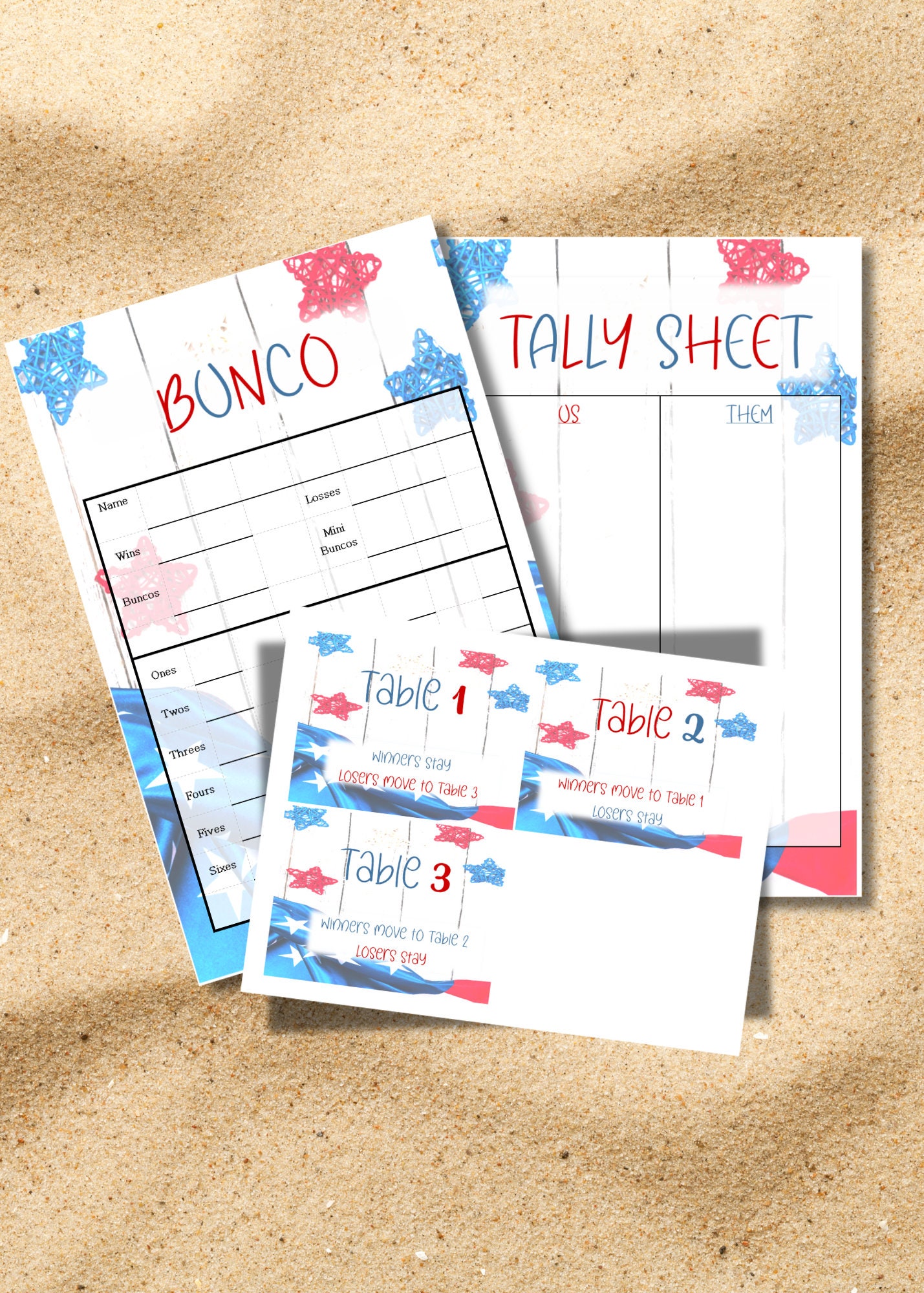 Printable Bunco Set, Bunco Scorecard, Tally Sheet, Table Cards, Instant ...