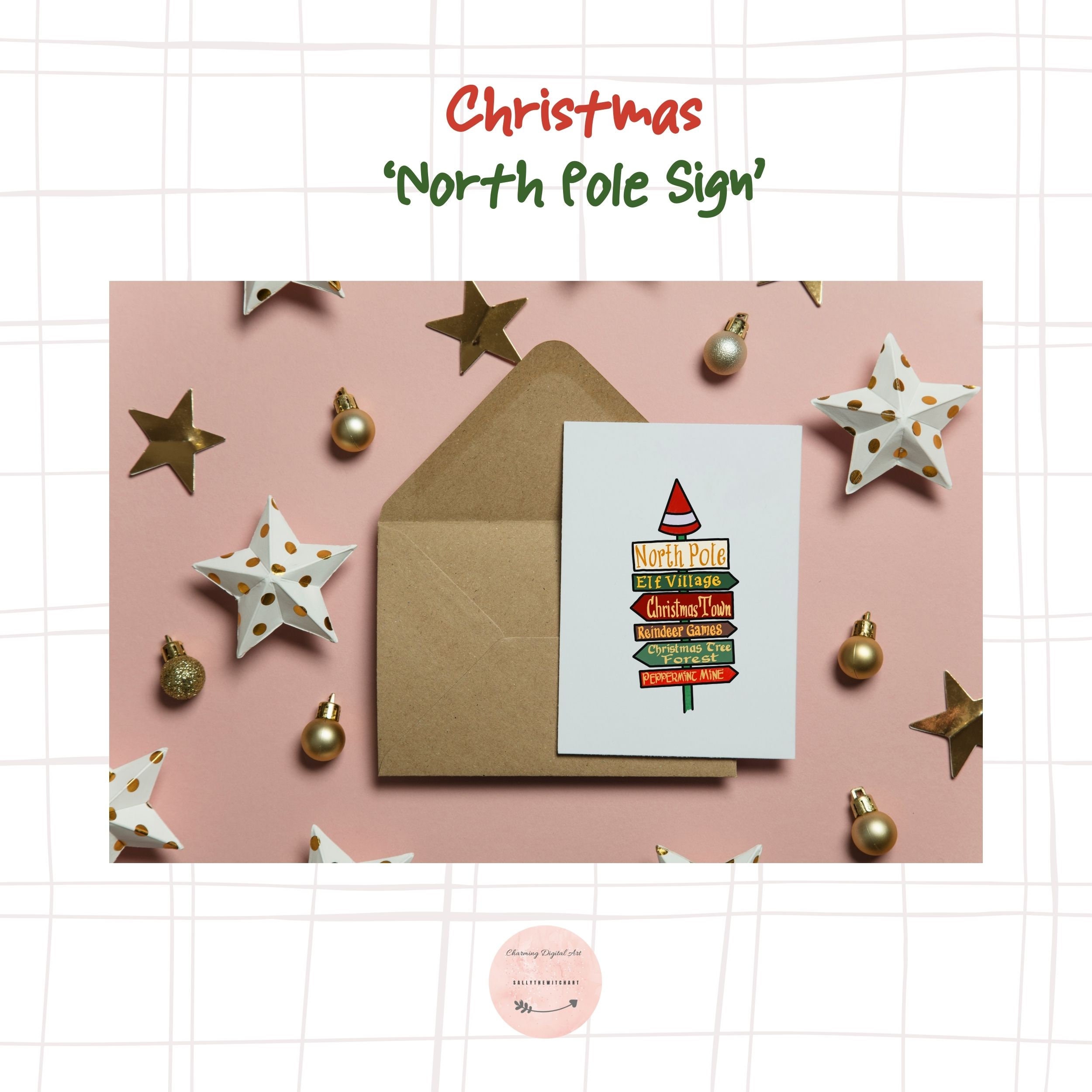Christmas North Pole Sign Clipart PNG, Digital Sticker, Santa Workshop ...
