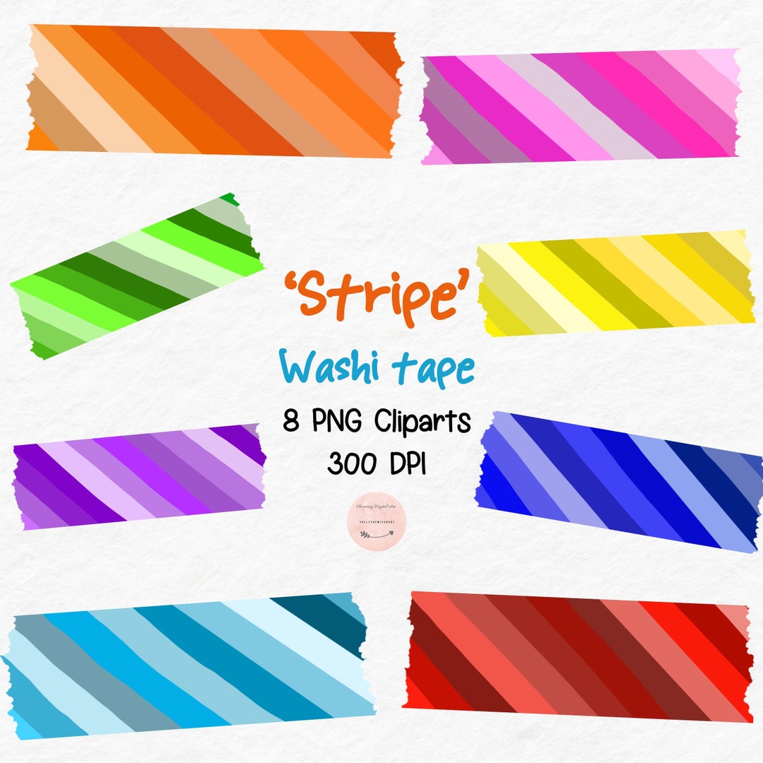 Stripes Theme Clipart Washi Tape Digital Sticker PNG - Etsy