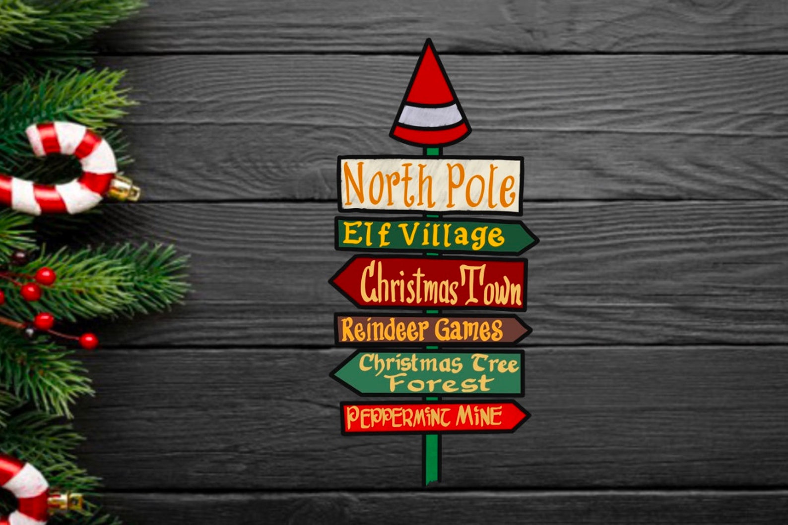 Christmas North Pole Sign Clipart PNG, Digital Sticker, Santa Workshop ...