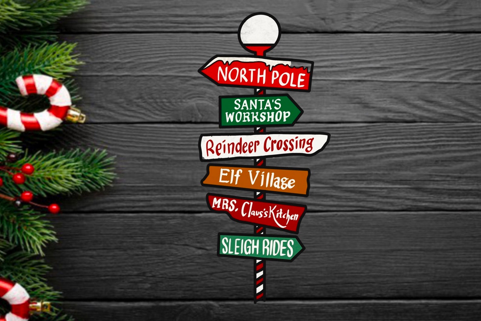 Christmas North Pole Sign Clipart PNG, Digital Sticker, Santa Workshop ...