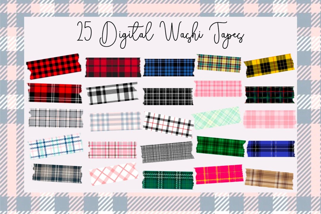Plaid Tartan Theme Clipart Washi Tape Digital Sticker PNG - Etsy