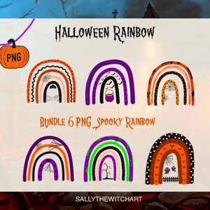 Halloween Rainbow PNG Clipart Bundle Set | Etsy