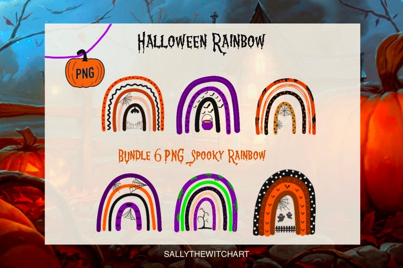 Halloween Rainbow PNG Clipart Bundle Set - Etsy