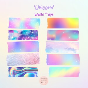 Unicorn Theme Clipart Washi Tape Digital Sticker PNG - Etsy