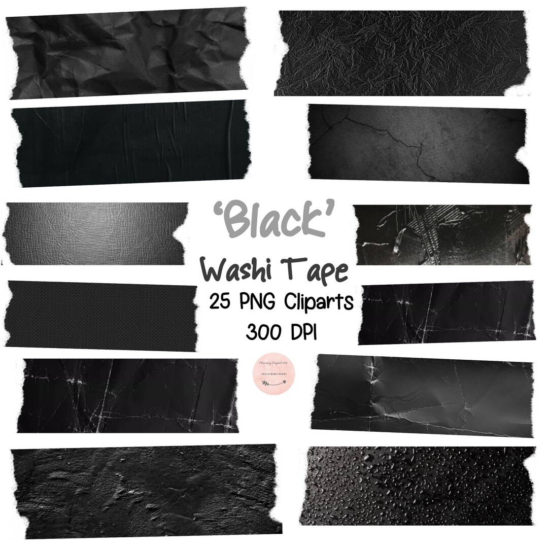 Black Theme Clipart Washi Tape Digital Sticker PNG - Etsy