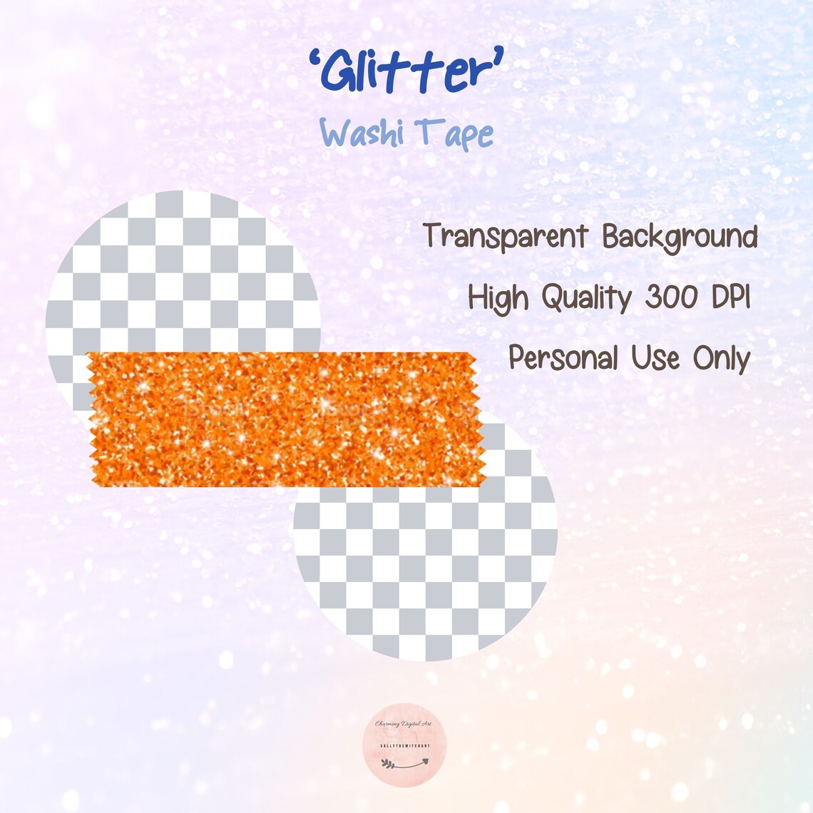 Glitter Theme Clipart Washi Tape Digital Sticker PNG - Etsy