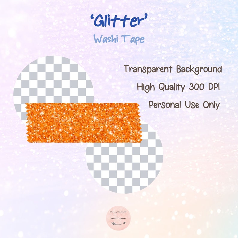 Glitter Theme Clipart Washi Tape Digital Sticker PNG - Etsy