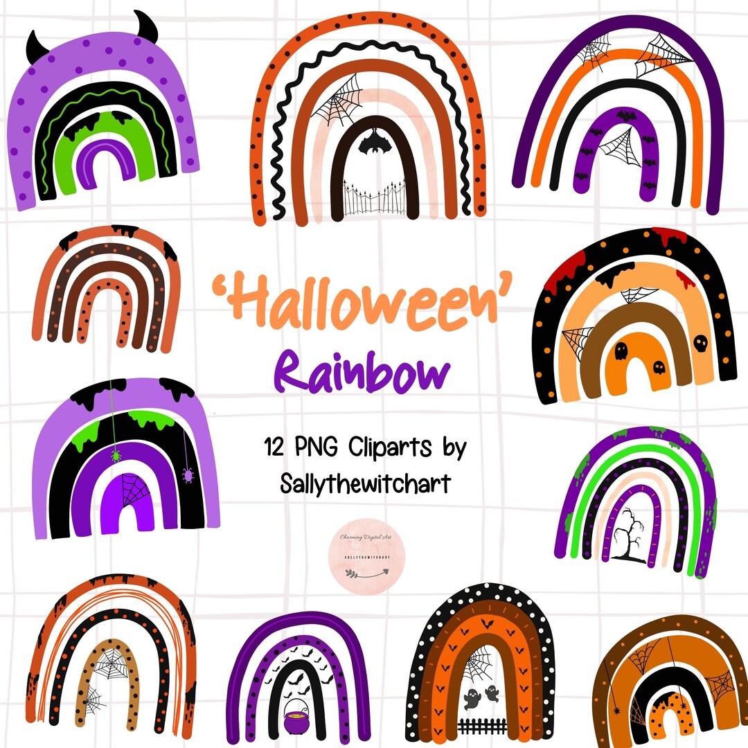 Halloween Rainbow PNG Clipart Bundle Set - Etsy