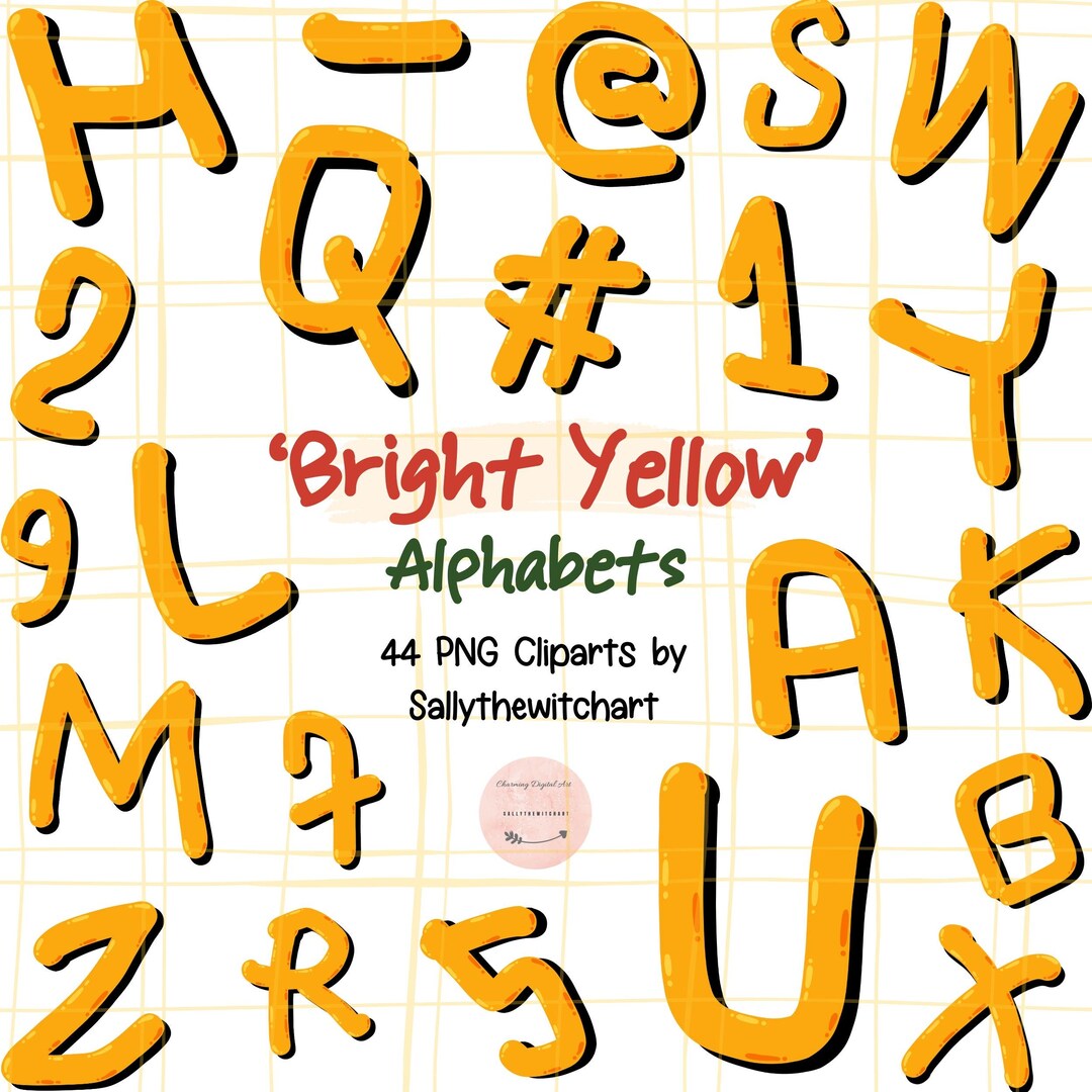 Yellow Alphabet PNG, Alphabet Sublimation, Alphabet Letters Bundle ...