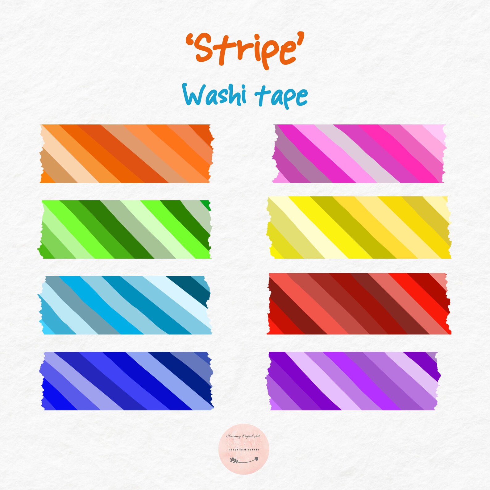 Stripes Theme Clipart Washi Tape Digital Sticker PNG - Etsy