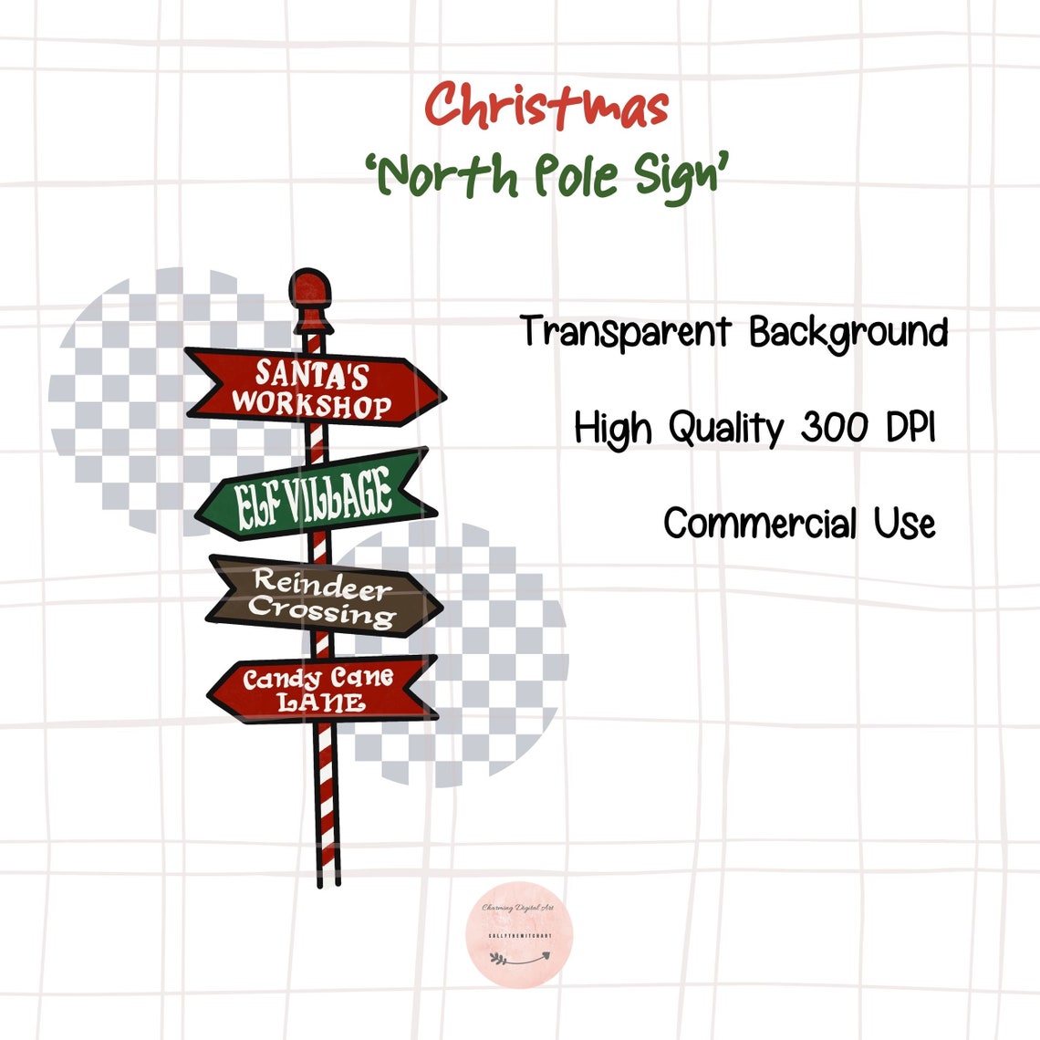 Christmas North Pole Sign Clipart PNG, Digital Sticker, Santa Workshop ...