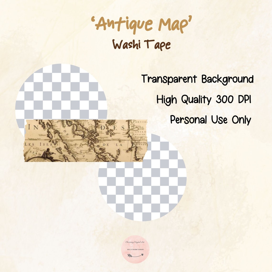 Antique Map Theme Clipart Washi Tape Digital Sticker PNG - Etsy