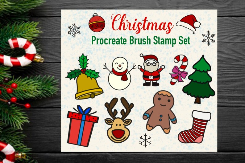 Procreate Brushes, Procreate Stamp, Procreate Brush Stamp Christmas ...
