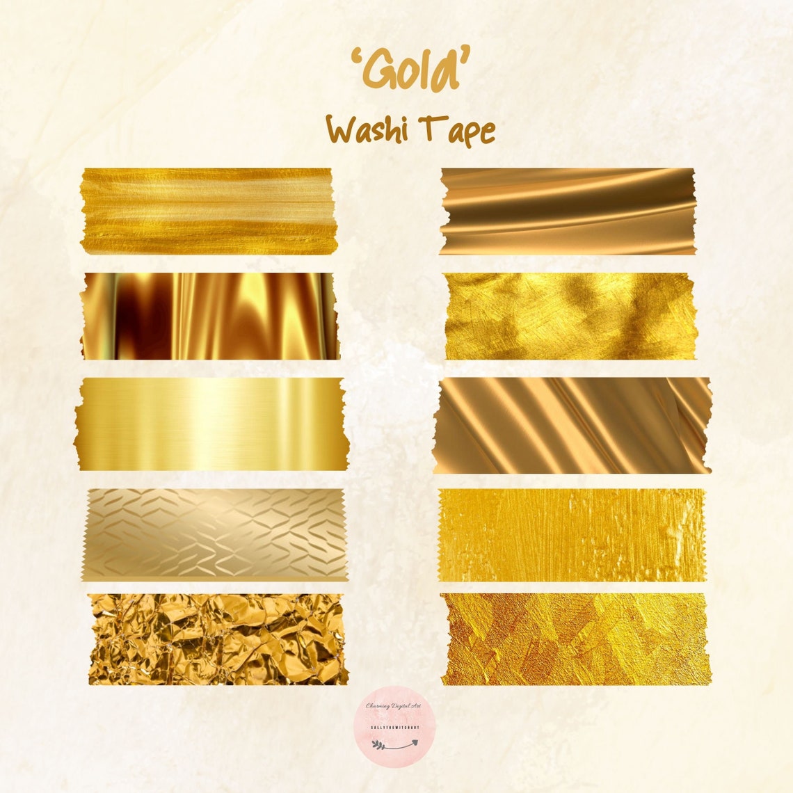 Gold Theme Clipart Washi Tape Digital Sticker PNG - Etsy