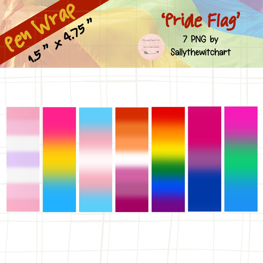 Pride Flag Pen Wrap, Pride Pen Wrap PNG, LGBTQ Pen Wrap, 7 Digital ...