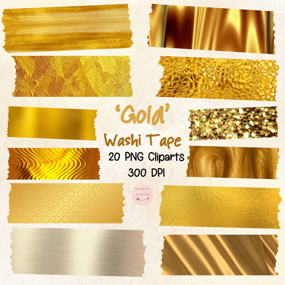 Gold Theme Clipart Washi Tape Digital Sticker PNG - Etsy