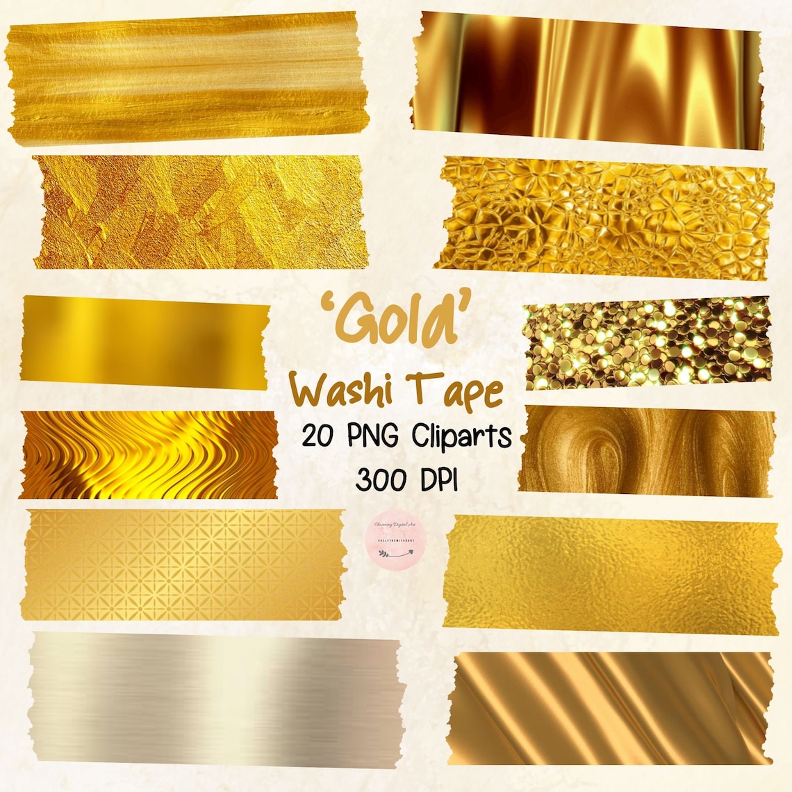 Gold Theme Clipart Washi Tape Digital Sticker PNG - Etsy