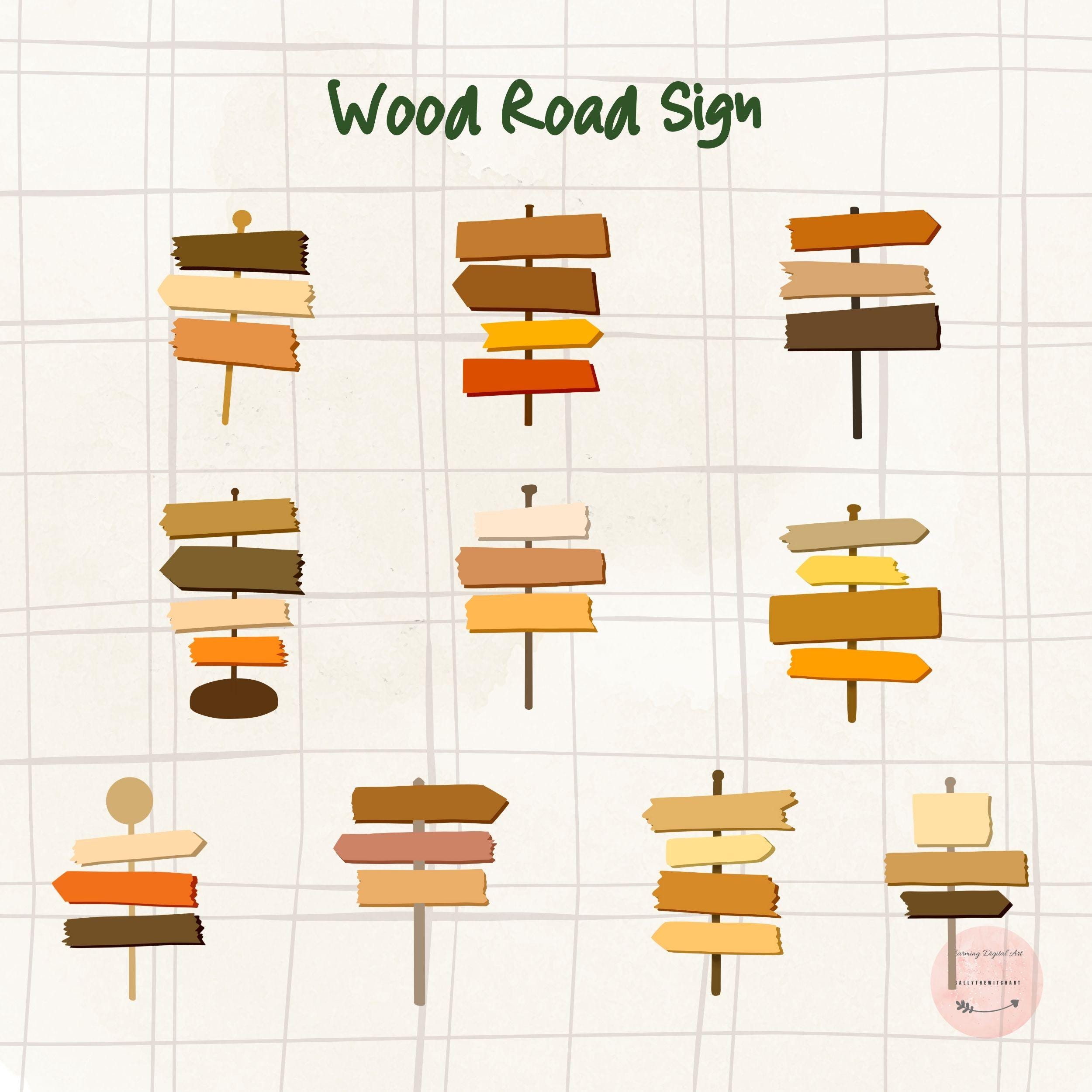 Street Sign Clipart PNG, Rustic Road Signage, Wood Street Sign, Digital ...