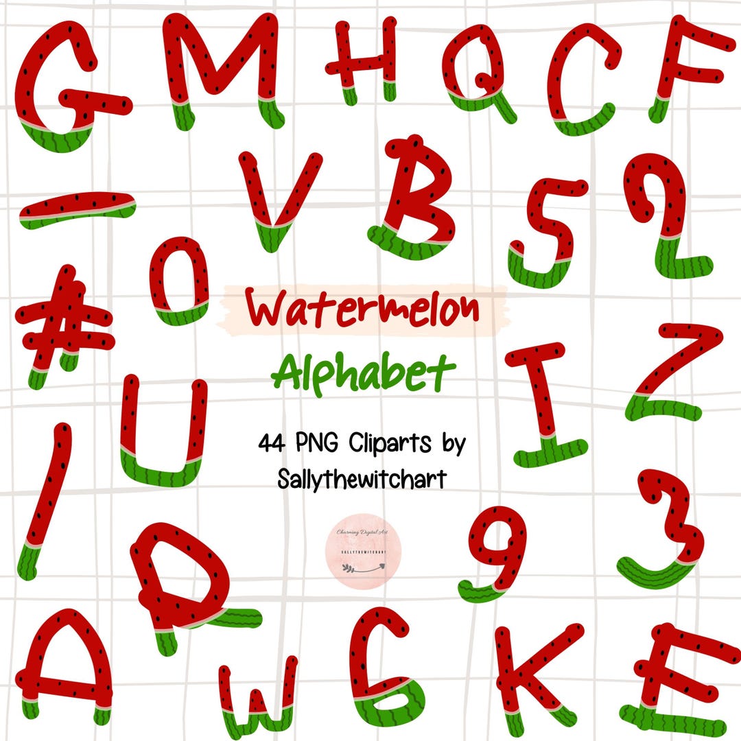 Watermelon Alphabet PNG, Alphabet Sublimation, Alphabet Letters Bundle ...