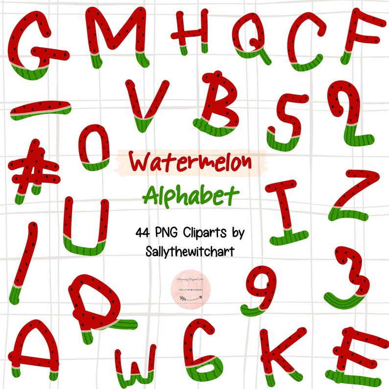 Watermelon Alphabet PNG, Alphabet Sublimation, Alphabet Letters Bundle ...