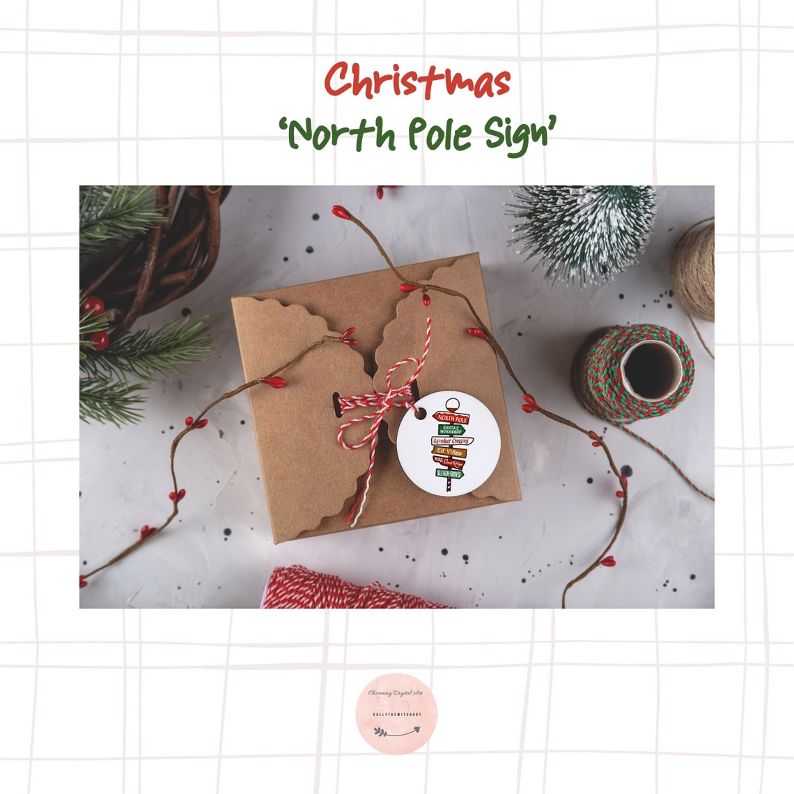 Christmas North Pole Sign Clipart PNG, Digital Sticker, Santa Workshop ...