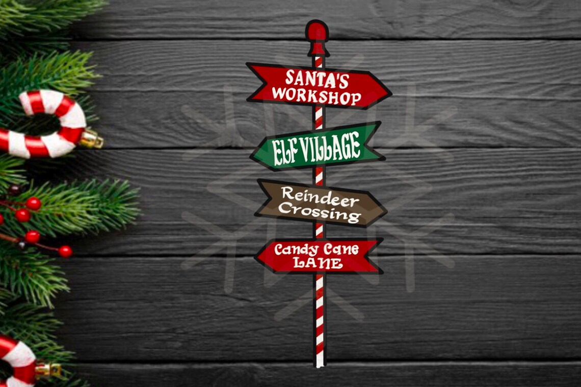 Christmas North Pole Sign Clipart PNG, Digital Sticker, Santa Workshop ...