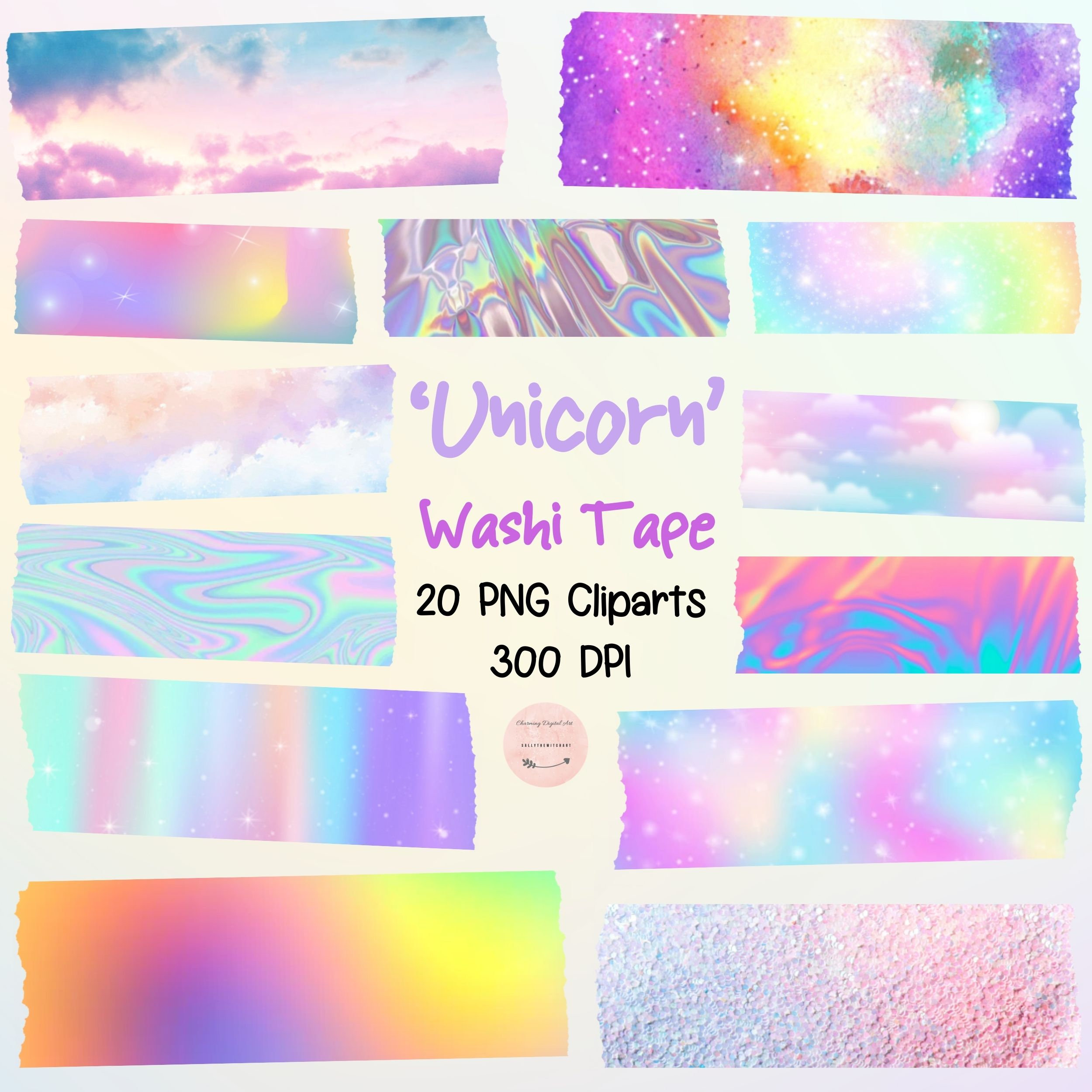 Unicorn Theme Clipart Washi Tape Digital Sticker PNG - Etsy