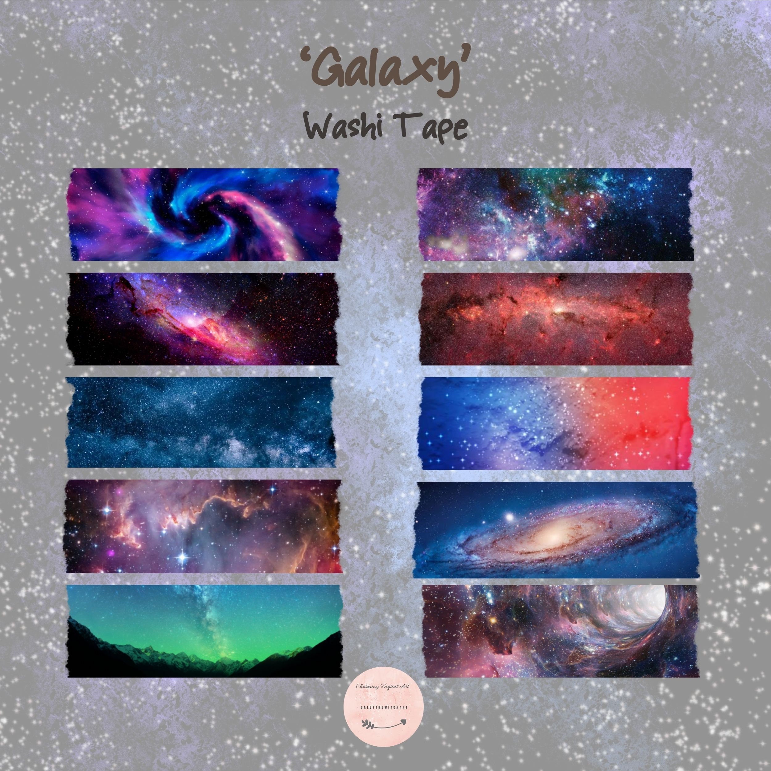 Galaxy Theme Clipart Washi Tape Digital Sticker PNG - Etsy