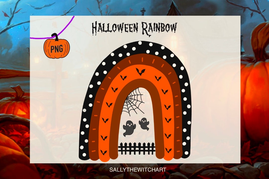 Halloween Rainbow PNG Clipart Digital Sticker - Etsy
