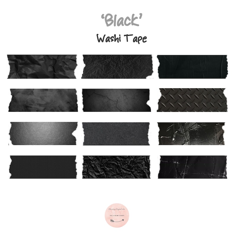 Black Theme Clipart Washi Tape Digital Sticker PNG - Etsy