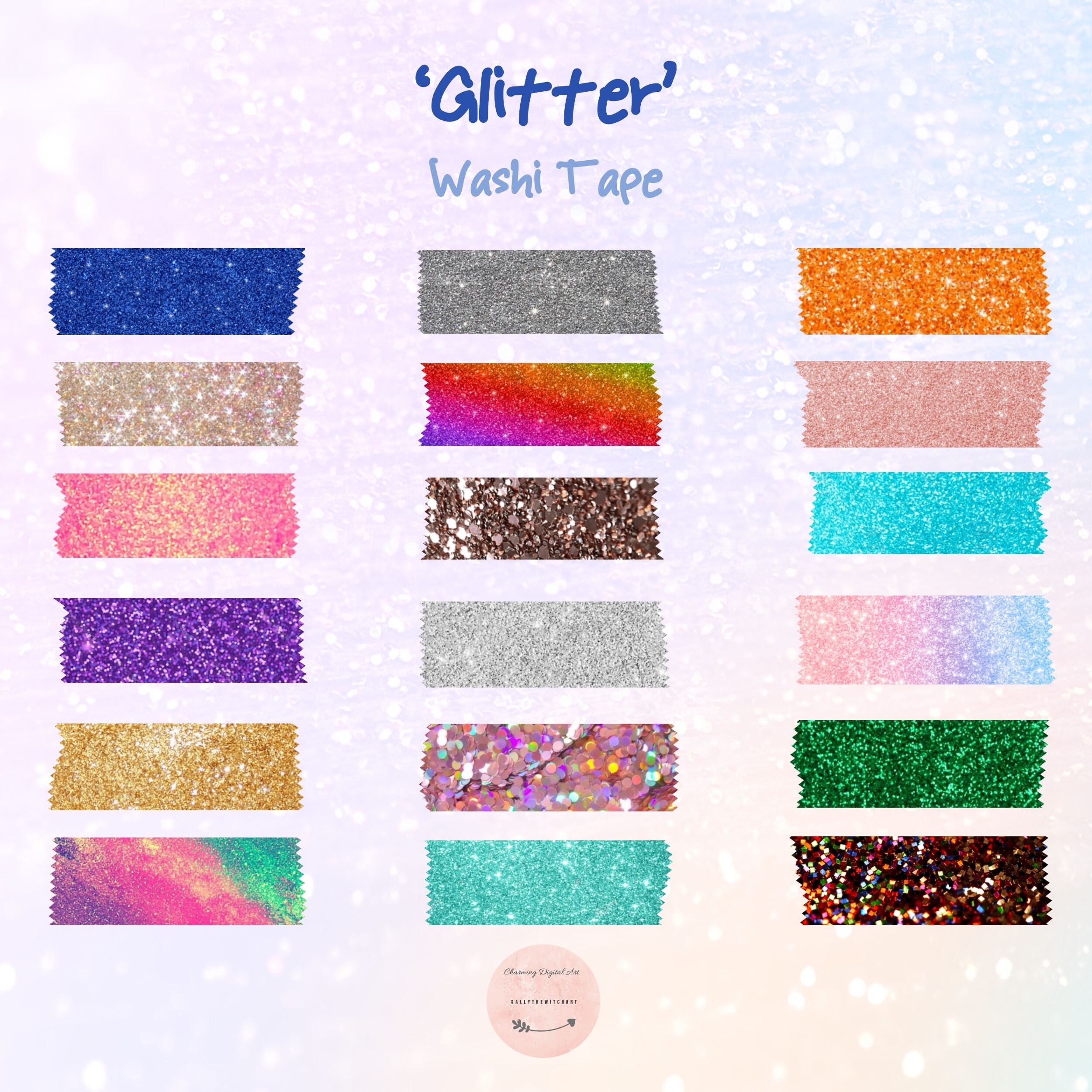 Glitter Theme Clipart Washi Tape Digital Sticker PNG - Etsy