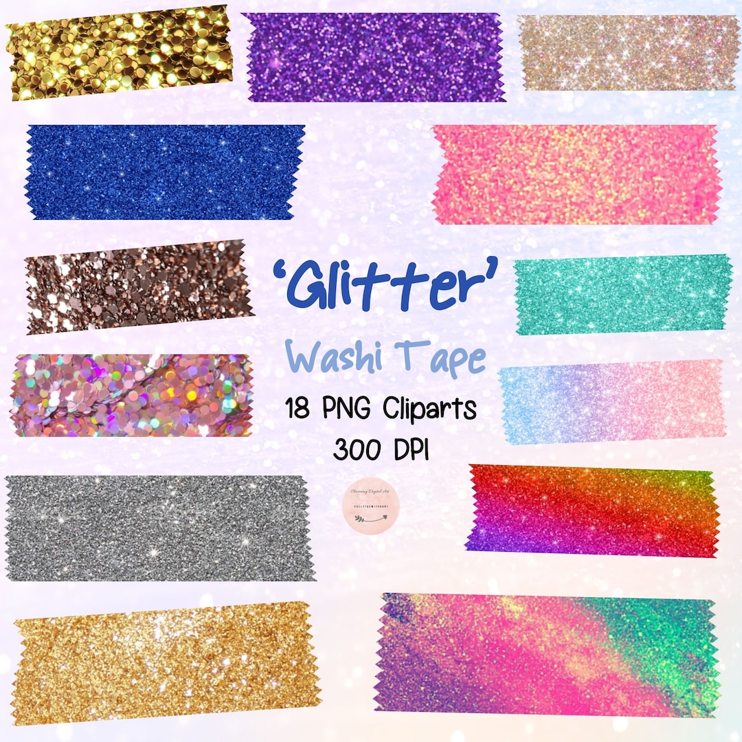 Glitter Theme Clipart Washi Tape Digital Sticker PNG - Etsy