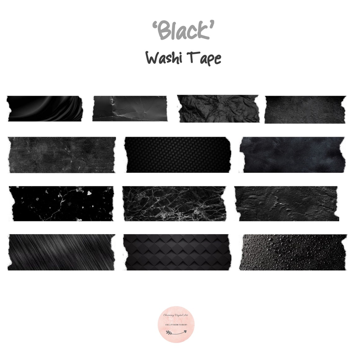 Black Theme Clipart Washi Tape Digital Sticker PNG - Etsy