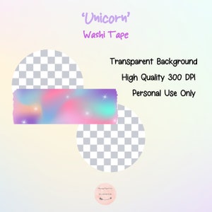 Unicorn Theme Clipart Washi Tape Digital Sticker PNG - Etsy