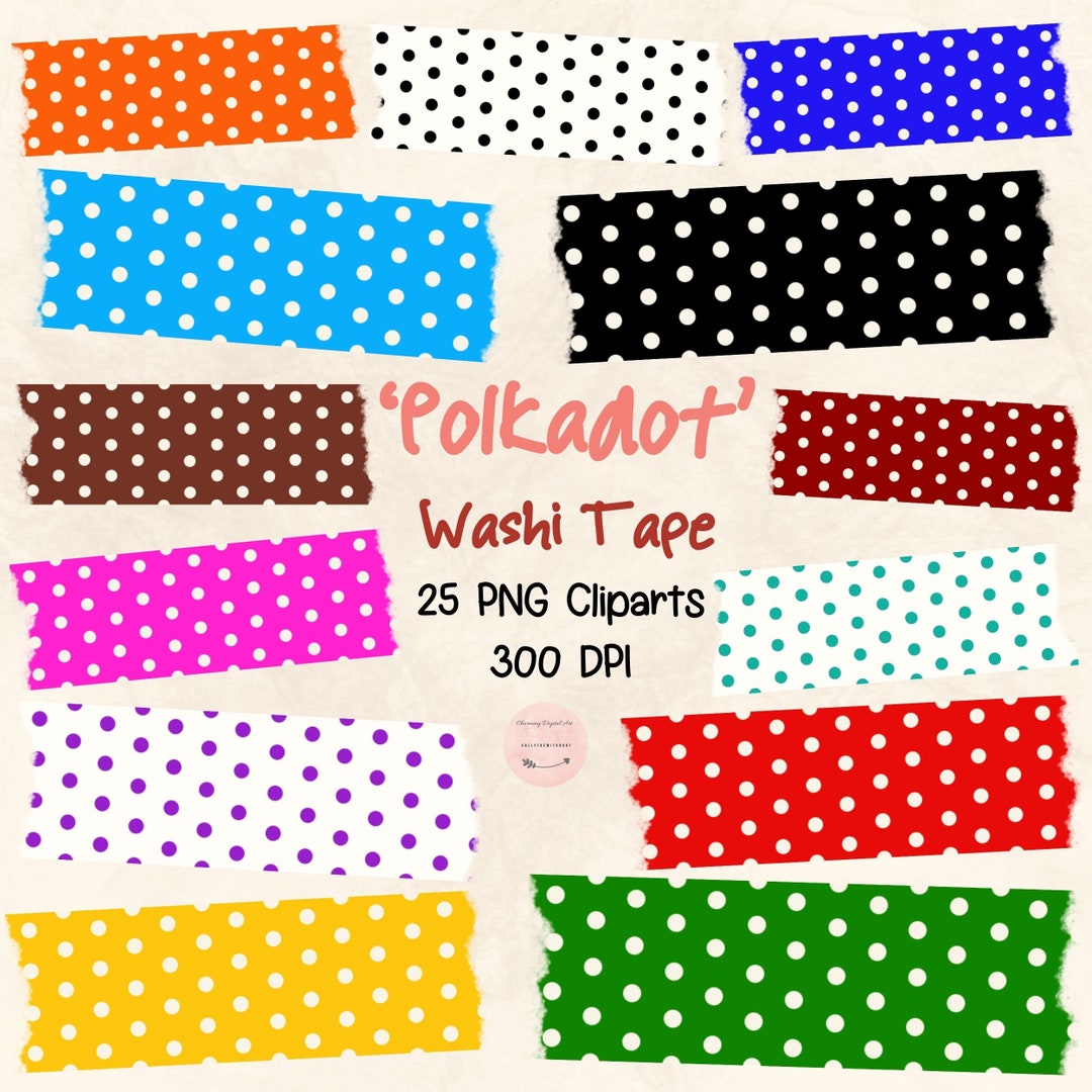 Polkadot Theme Clipart Washi Tape Digital Sticker PNG - Etsy