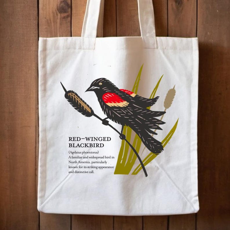A Bird Lovers Cotton Tote Bag With Wood Block Style Print. This Eco ...