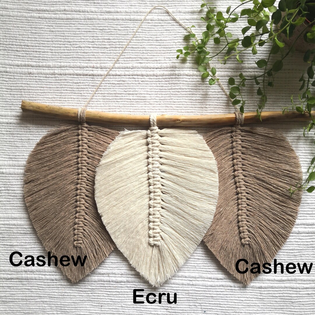 Feather MACRAME Leaf WALL HANGING, Macrame Driftwood Wall Hanging ...