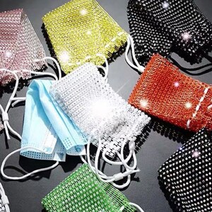 Rhinestone Mesh Face Mask / Bling Bling Face Mask / Sparkle Face Mask ...