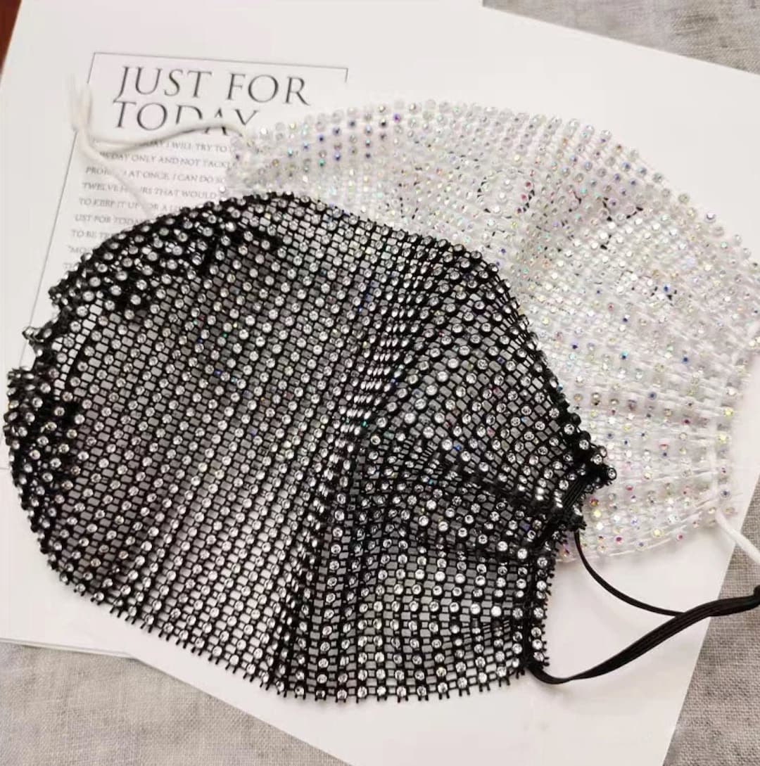 Rhinestone Mesh Face Mask / Bling Bling Face Mask / Sparkle Face Mask ...