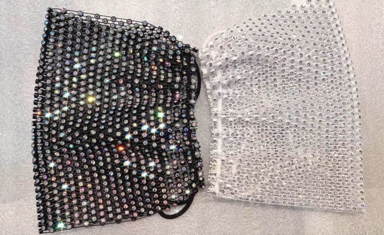 Rhinestone Mesh Face Mask / Bling Bling Face Mask / Sparkle | Etsy