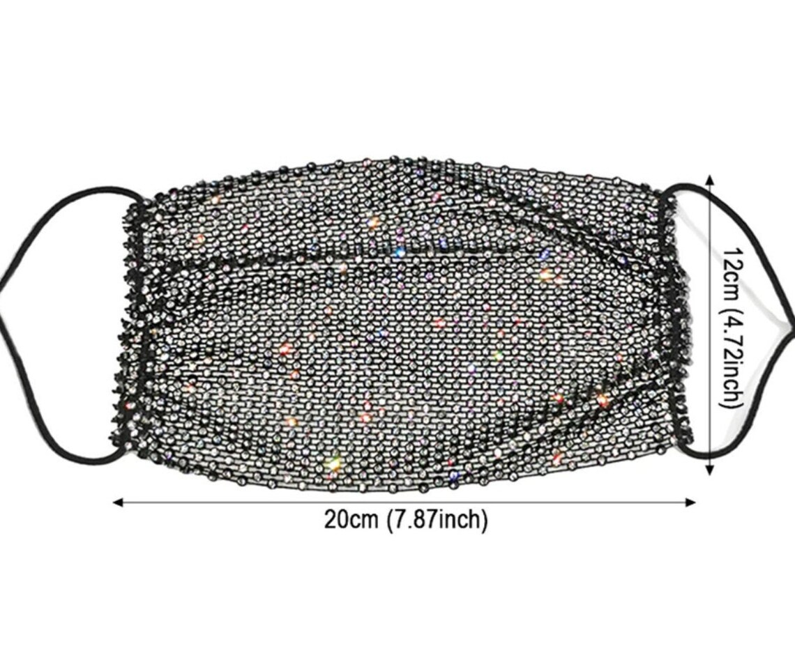 Rhinestone Mesh Face Mask / Bling Bling Face Mask / Sparkle | Etsy