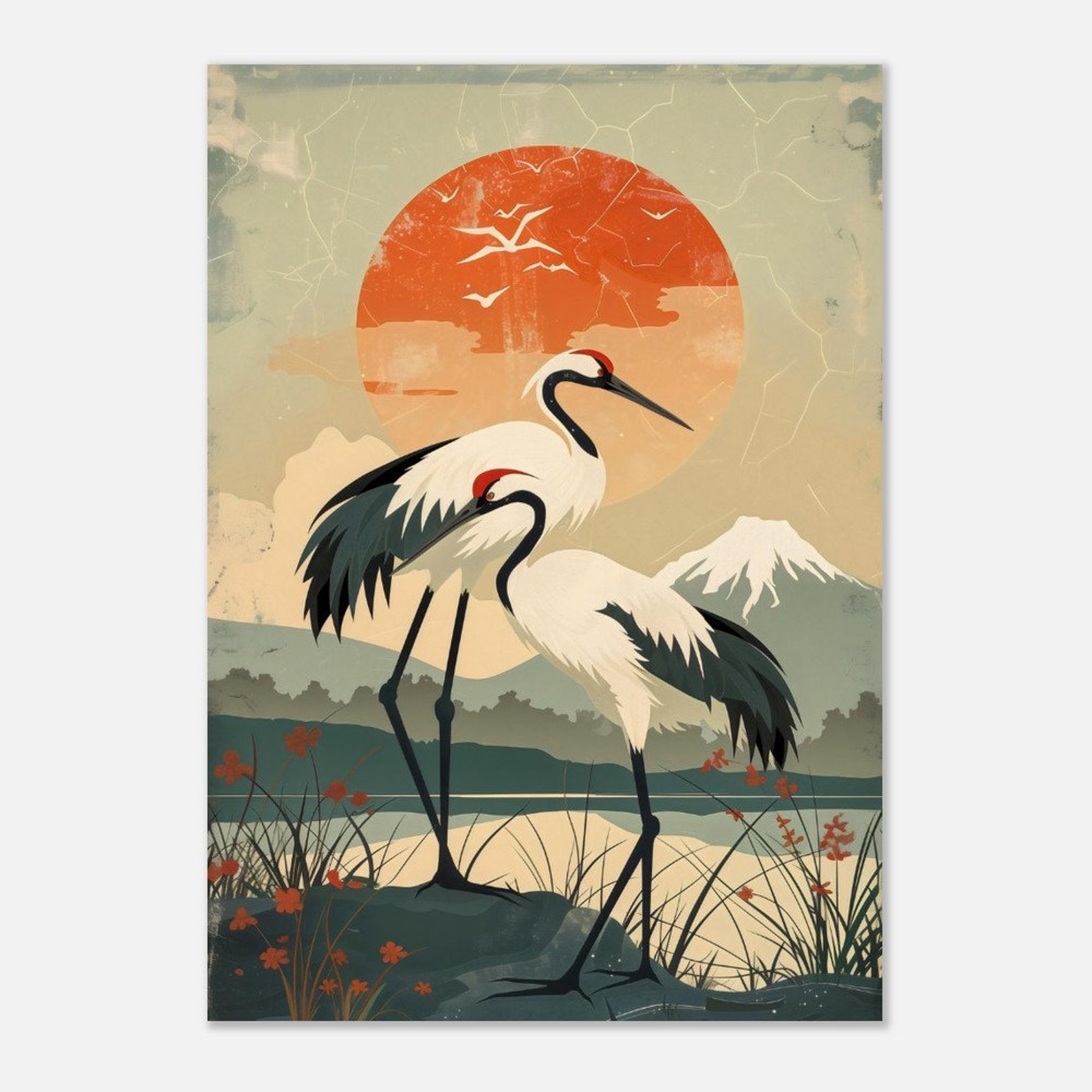 Japanese Crane Art Print – Decorative Poster, Symbol of Peace and ...