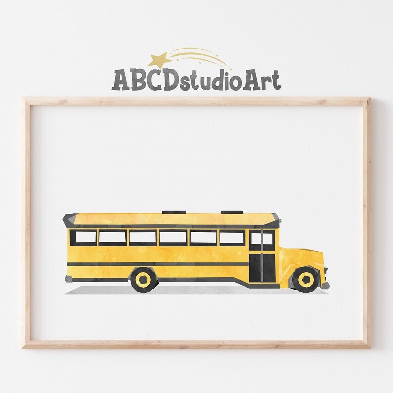 School Bus Wall Art Transportation Print Little Boy Art | Etsy
